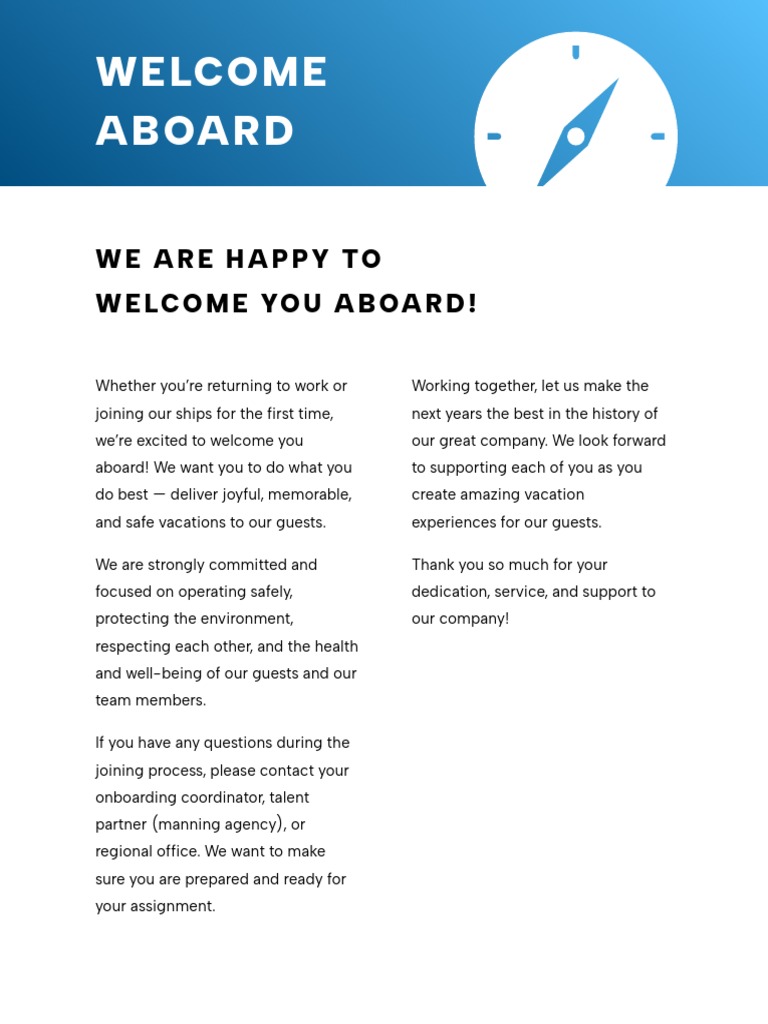 Welcome Aboard - 0423 | PDF