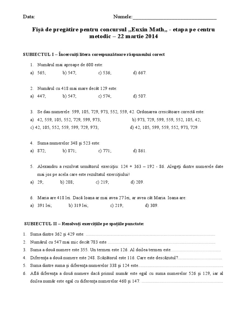 Fisa Suplimentara Concurs | PDF