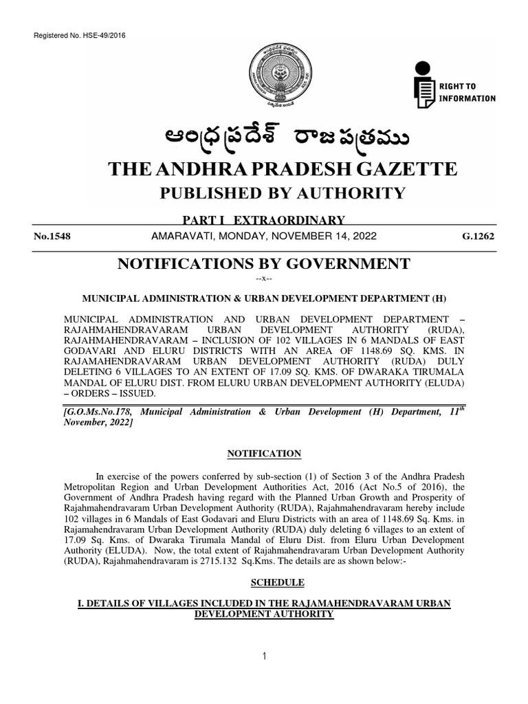 RUDA Expansion Notification Details | PDF | Government Of India