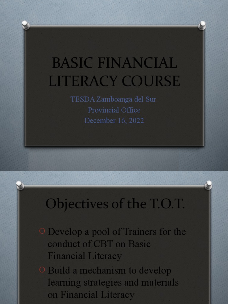 BASIC FINANCIAL LITERACY COURSE | PDF | Debt | Loans