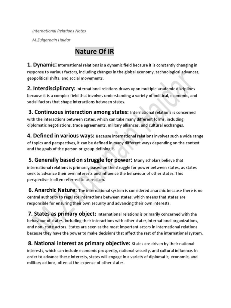 International Relations Notes | PDF | International Relations ...