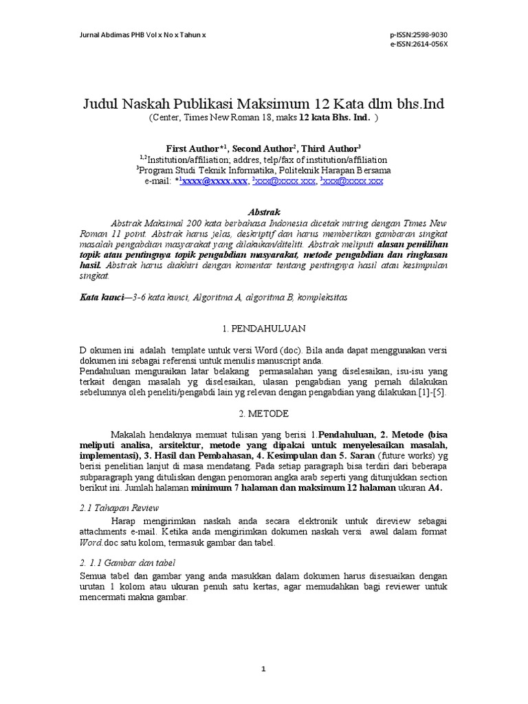 Template Jurnal Abdimas PHB | PDF