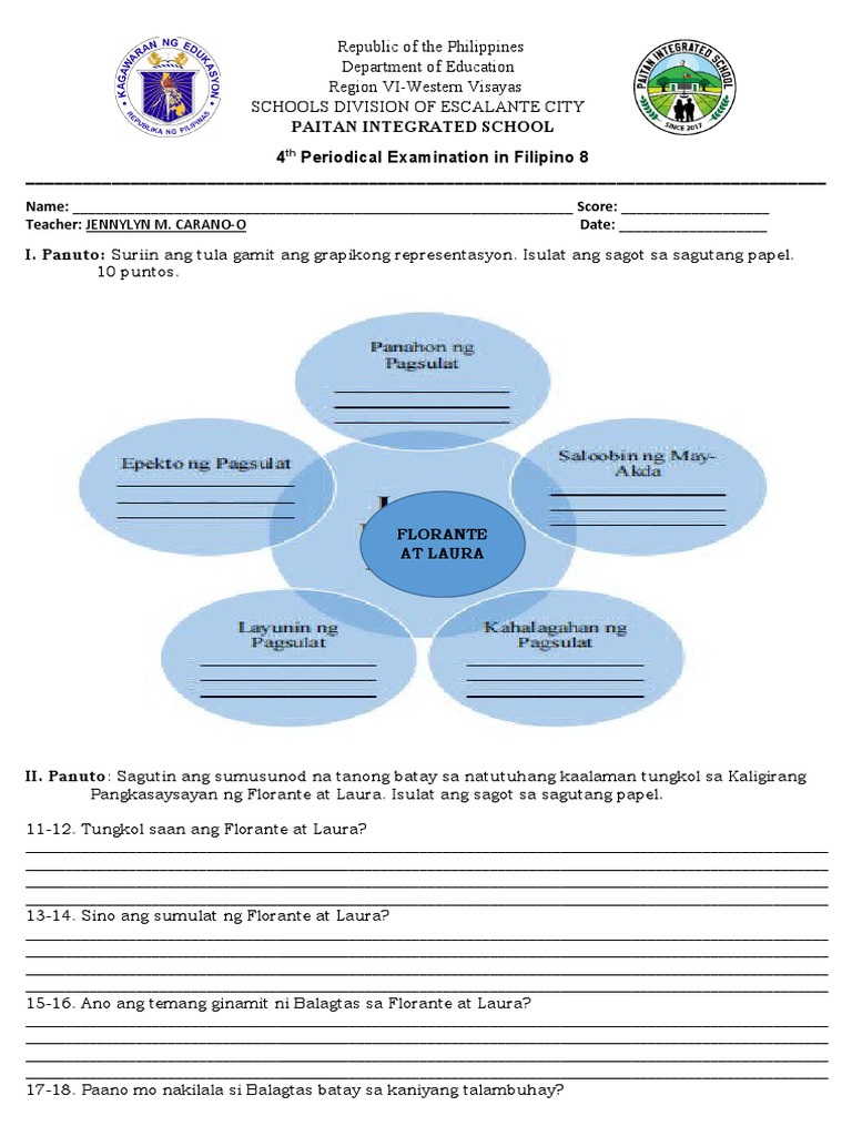 FILIPINO 8 4TH QUARTER EXAM | PDF