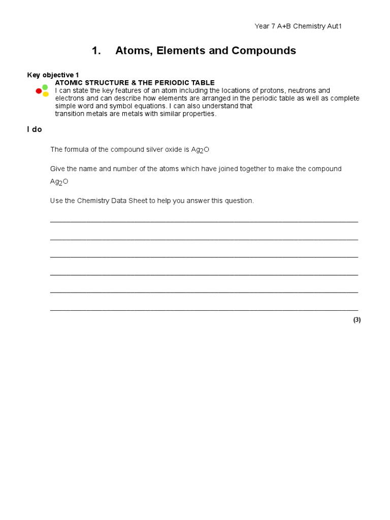 Year 7 A-B Chemistry Term 1 | PDF | Atoms | Periodic Table