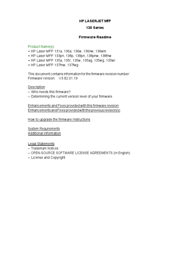 Readme - HP Laser MFP 130 Series - V3.82.01.19 | Download Free PDF | Microsoft Windows ...