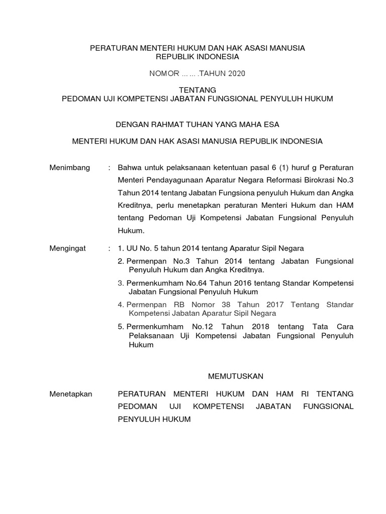 Parpub BPHN Permen Draft Rancangan Pedoman Uji Kompetensi | PDF