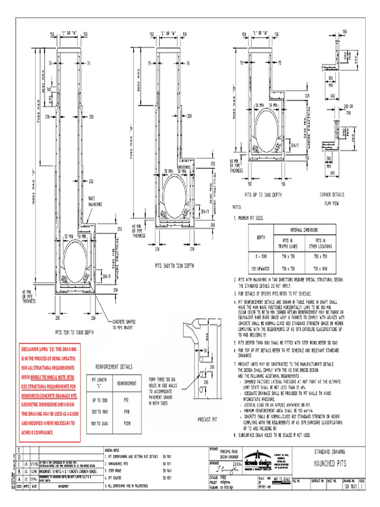 Standard Drawing 1021 Haunched Pits April 2023 | PDF