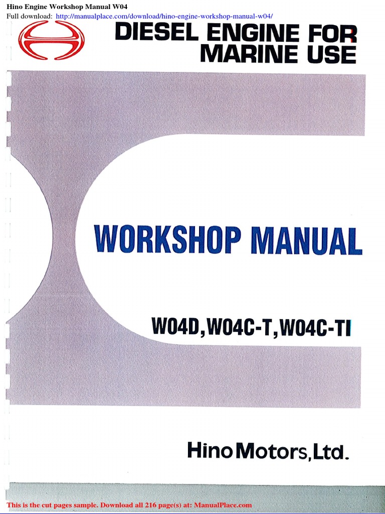 Hino Engine Workshop Manual w04 | PDF | Home & Garden