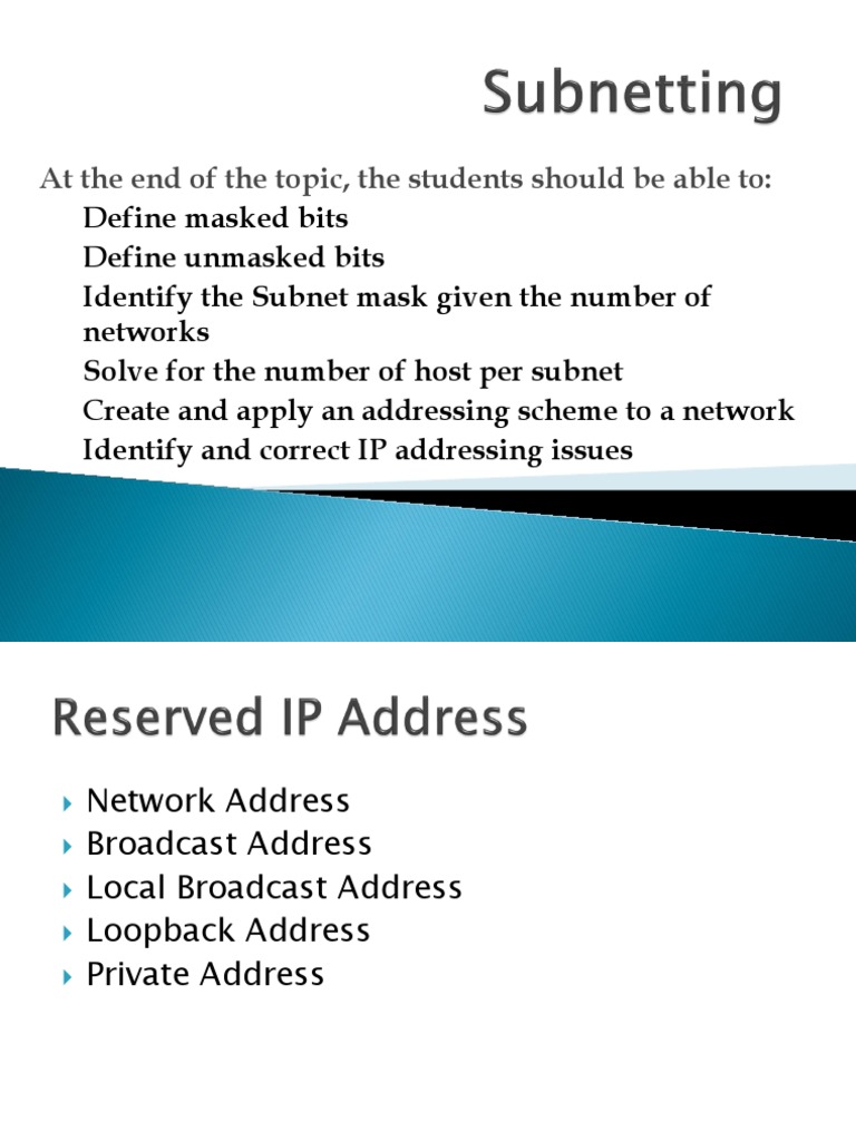 Ip Subnetting Pdf Ip Address Internet Protocols