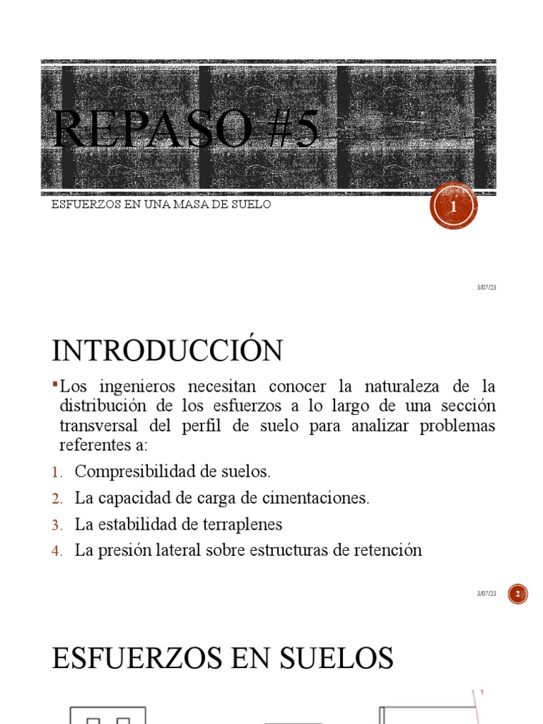 Repaso 5 - Esfuerzos en Masas de Suelo | PDF | Suelo | Agua subterránea
