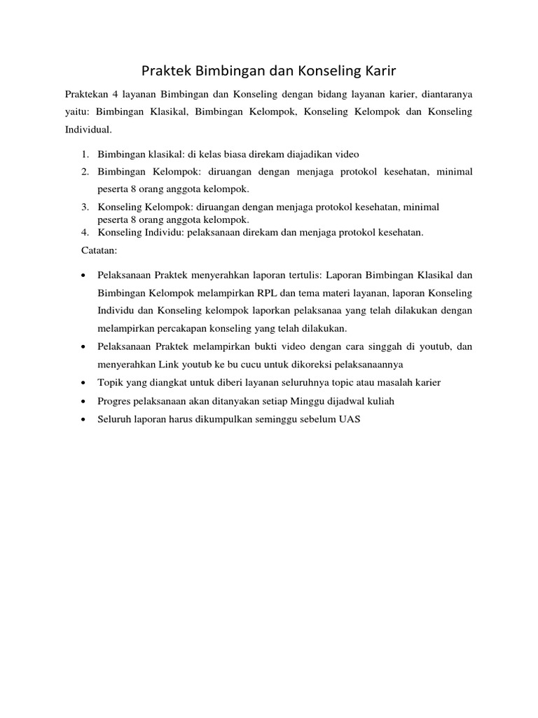 Format Laporan Konseling Individual Dan Kelompok Dan Rpl | PDF