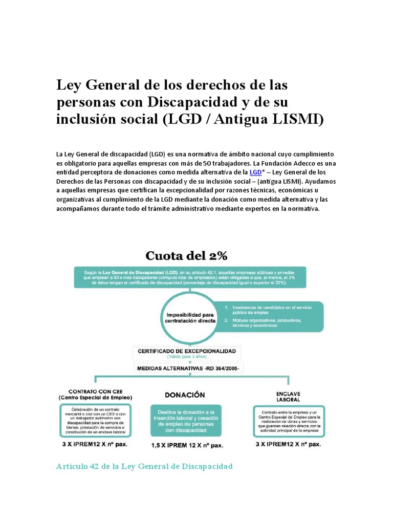 Ley General de Los Derechos de Las Personas Con Discapacidad y de Su ...