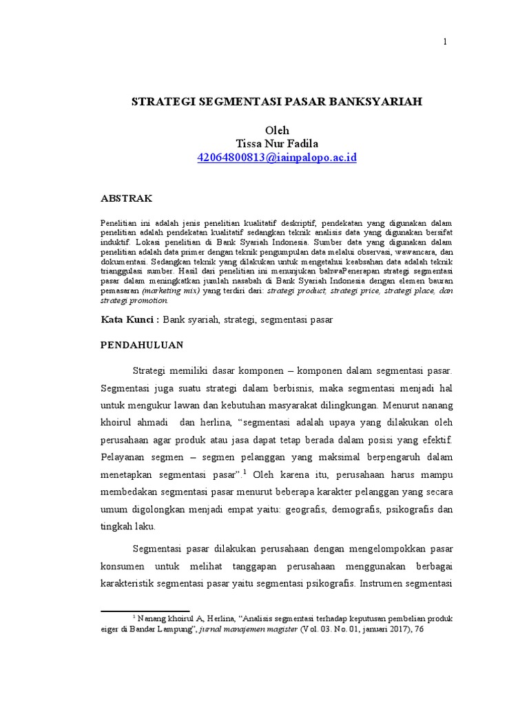 Strategi Segmentasi Pasar Bank Syariah | PDF