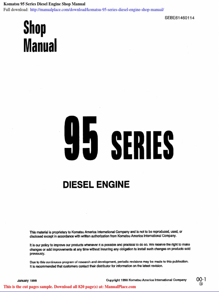 Komatsu 95 Series Diesel Engine Shop Manual | PDF | Crane (Machine ...