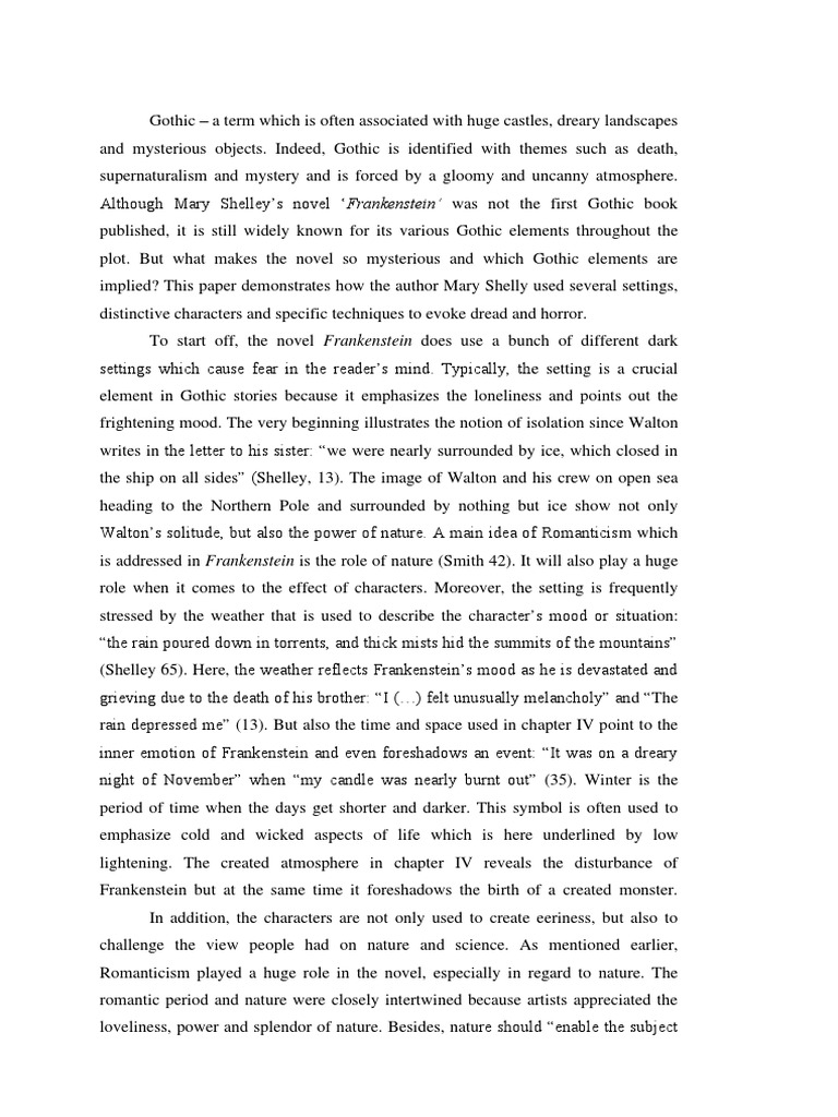 Frankenstein Gothic Elements | PDF | Gothic Fiction | Frankenstein