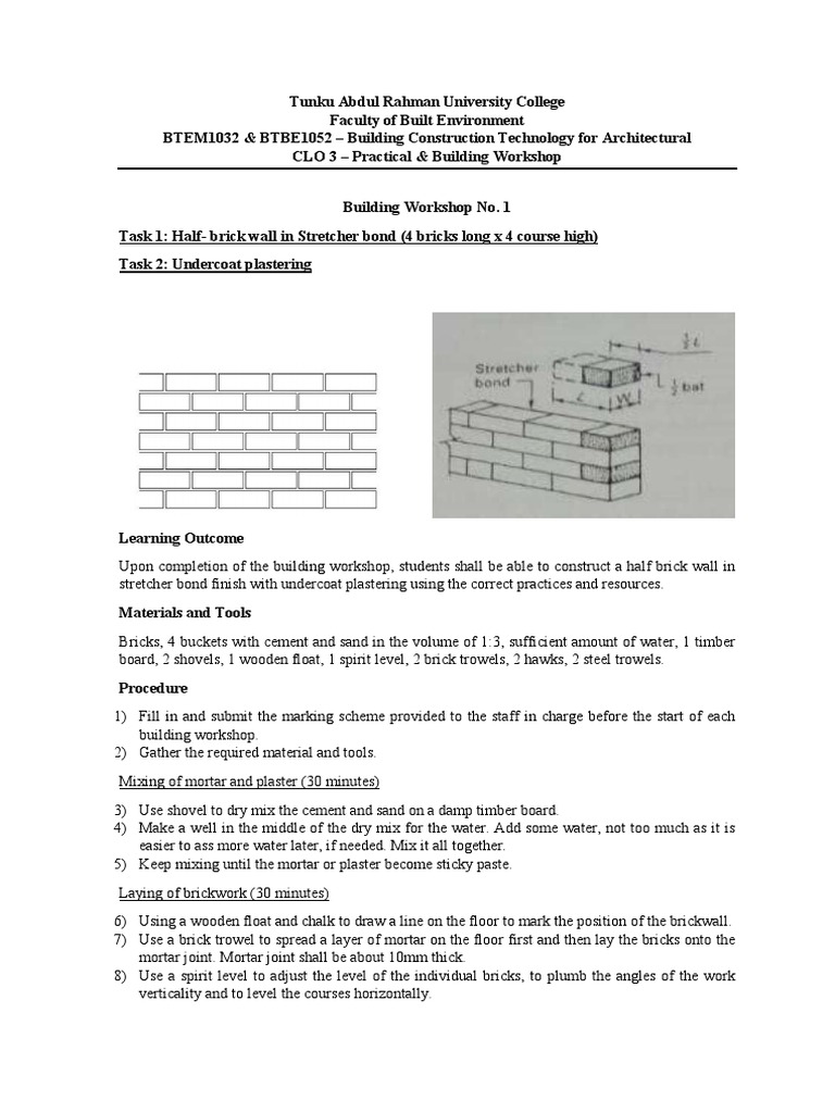 Building Workshop No. 1 | PDF | Brick | Secondary Sector Of The Economy