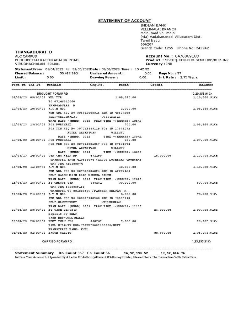 Statement_6476869168_20230609_154402_37 | PDF | Automated Teller ...