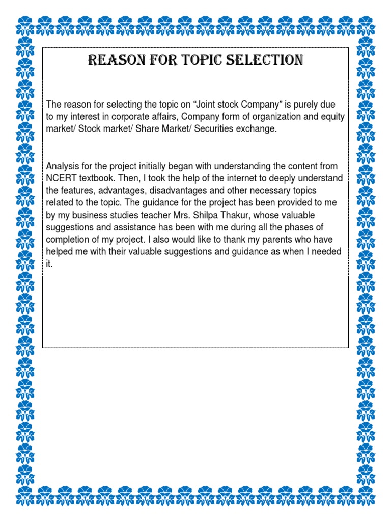 Reason For Topic Selection | PDF