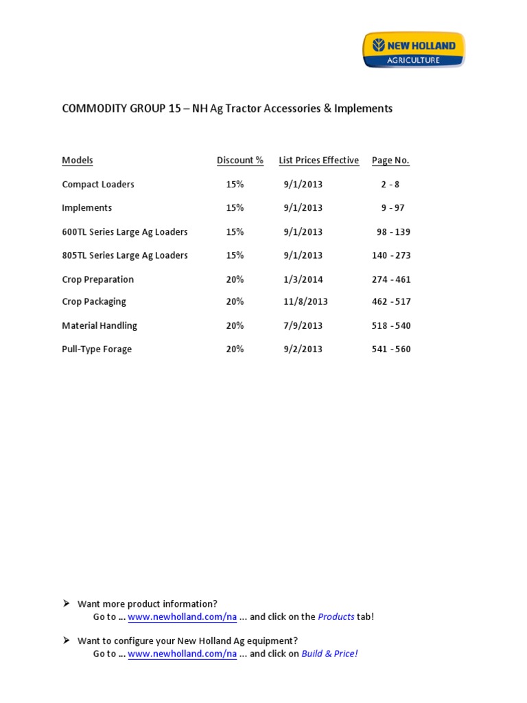 Group 15 NH AG Tractor Accessories & Implements | PDF | Loader ...