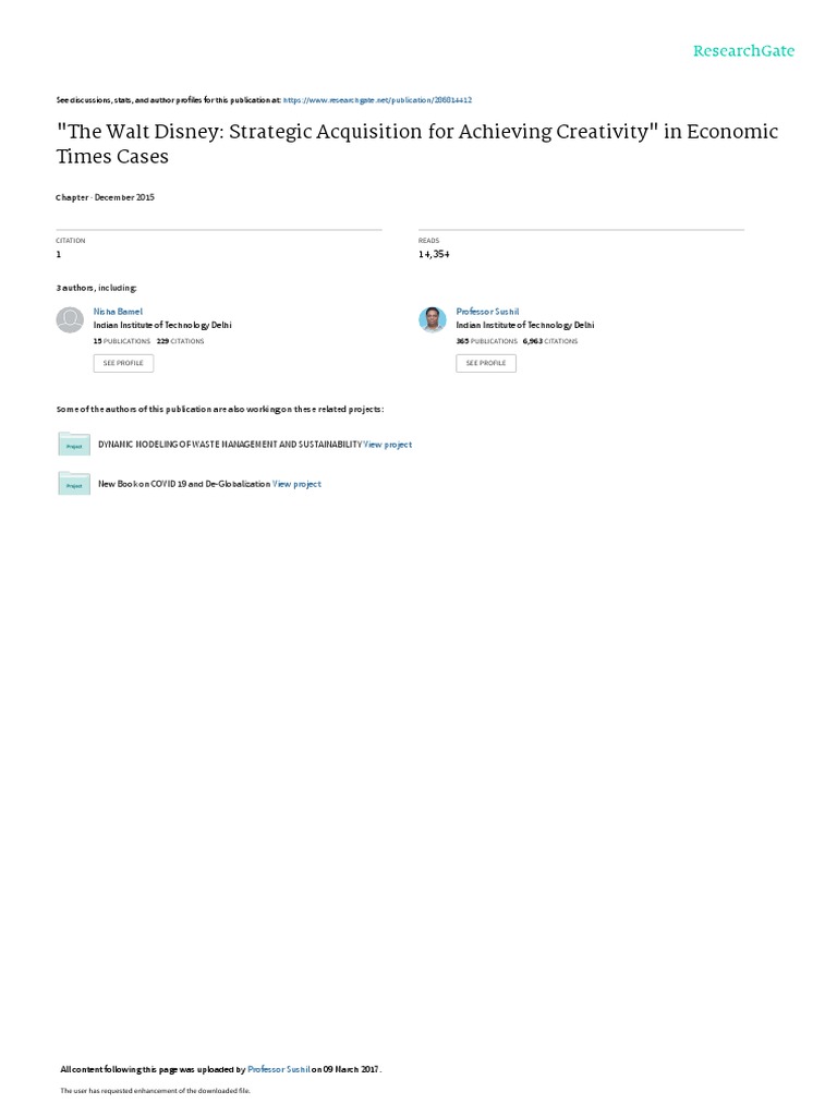 The Walt Disney Strategic Acquisitionfor Achieving Creativity-CASEST ...