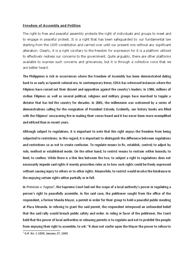 Freedom of Assembly and Petition | PDF | Strike Action | Labour Law