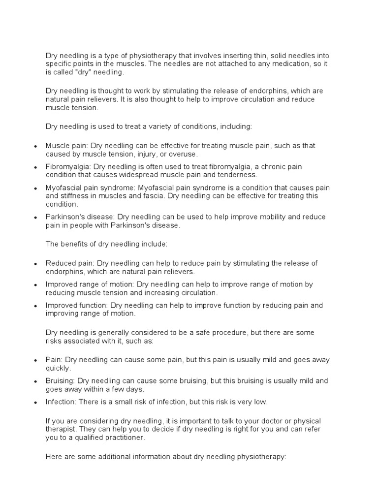 Dry Needling | PDF | Physical Therapy | Fibromyalgia