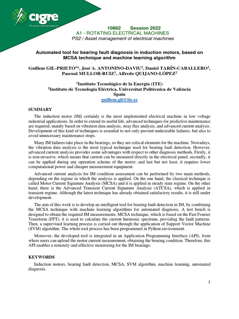 A1 - Full Papers PS2 10862 2022 | PDF | Electric Motor | Support Vector ...