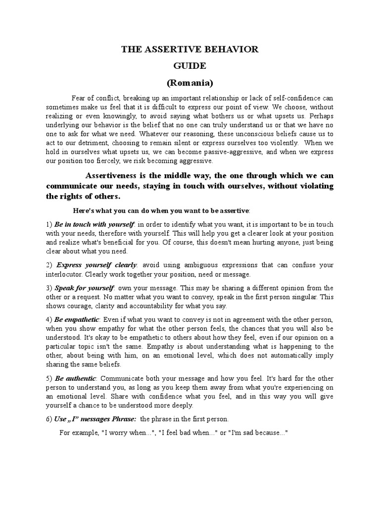 Assertive Behavior Guide | PDF | Empathy | Social Psychology