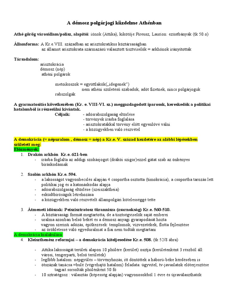 Az Atheni Demokracia Mukodese Kleiszthenesz Es Periklesz Koraban | PDF