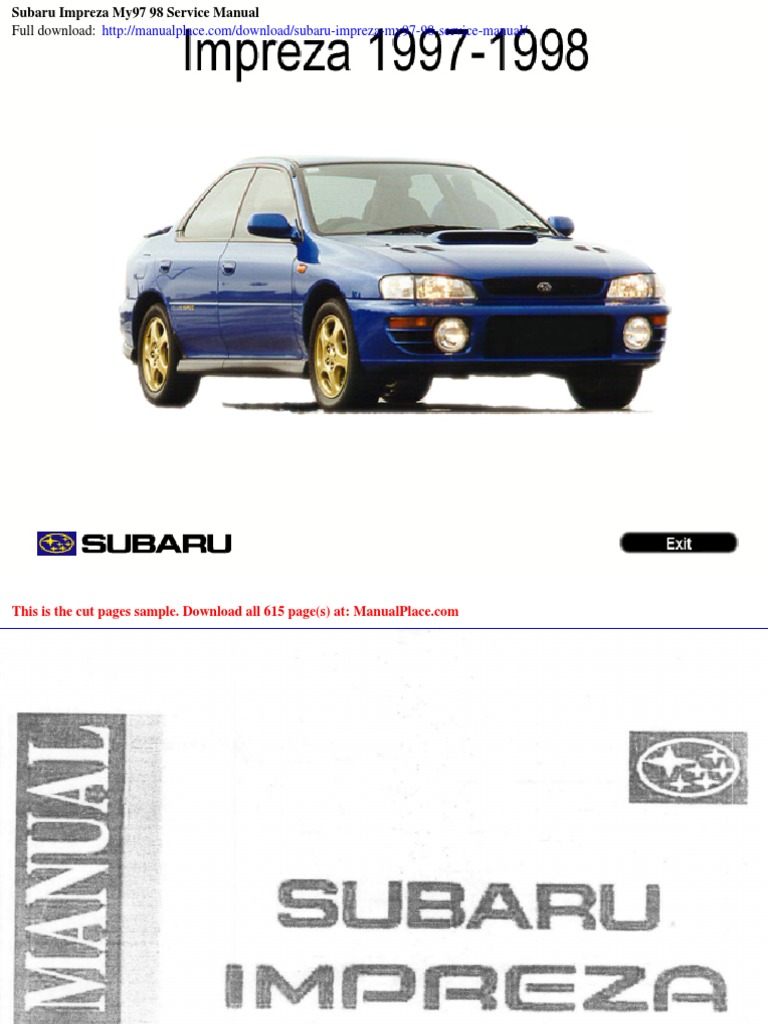 Subaru Impreza My97-98 Service Manual | PDF