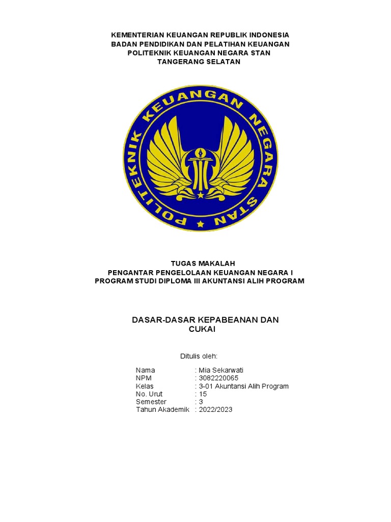 Dasar-Dasar Kepabeanan Dan Cukai | PDF