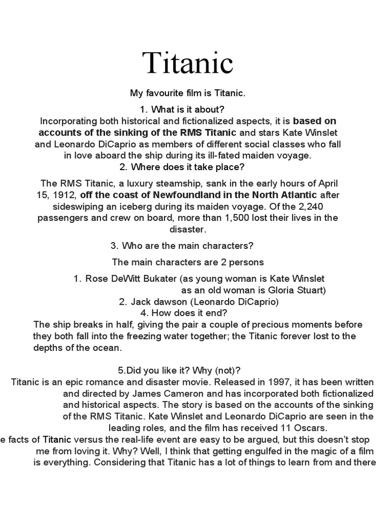 Titanic (English Homework) | PDF