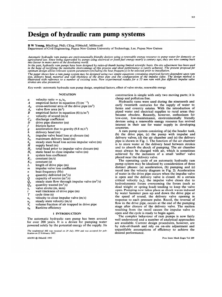 Design of Hydraulic Ram Pump Systems | PDF