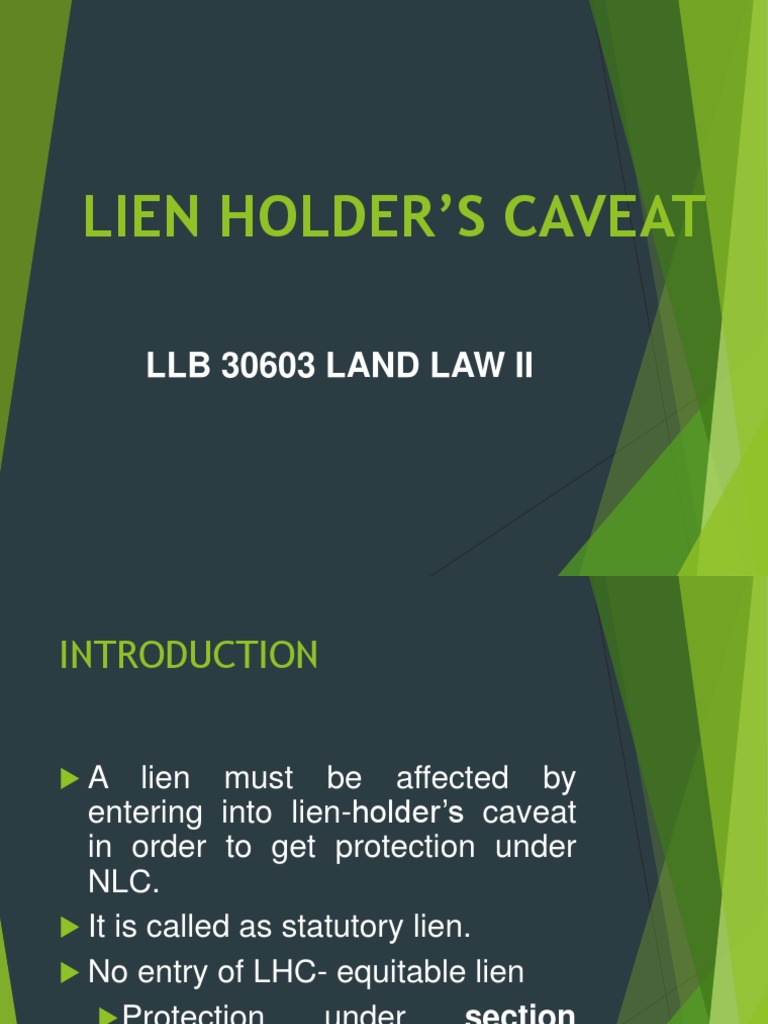 Lien Holders Caveat | PDF | Loans | Lien