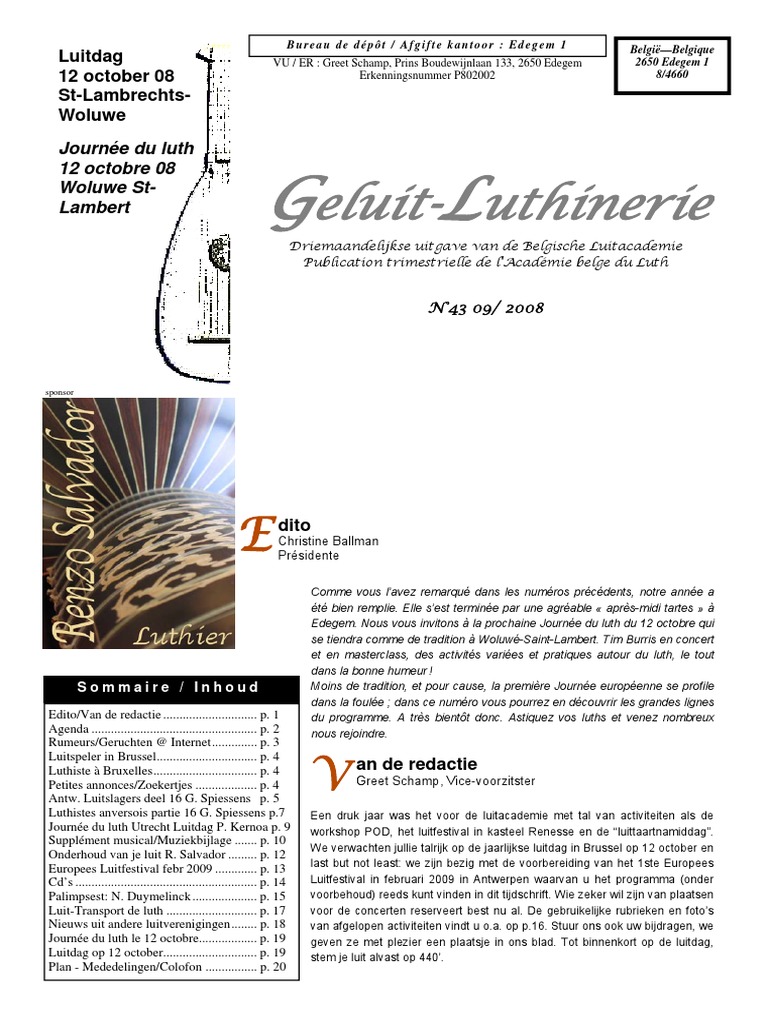 Dokumen - Tips 12 Octobre 08 Geluit Luthinerie Lute Edition Baroque Lute Method by Miguel | PDF
