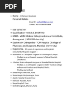 MBBS Doctor CV Format and Sample | PDF | Medical School | Health Care