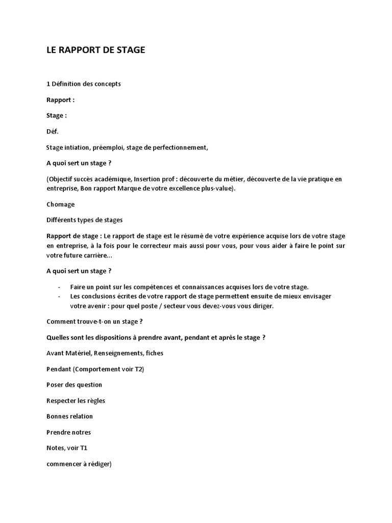 Guide complet pour rédiger un rapport de stage | PDF | Business | Cognition