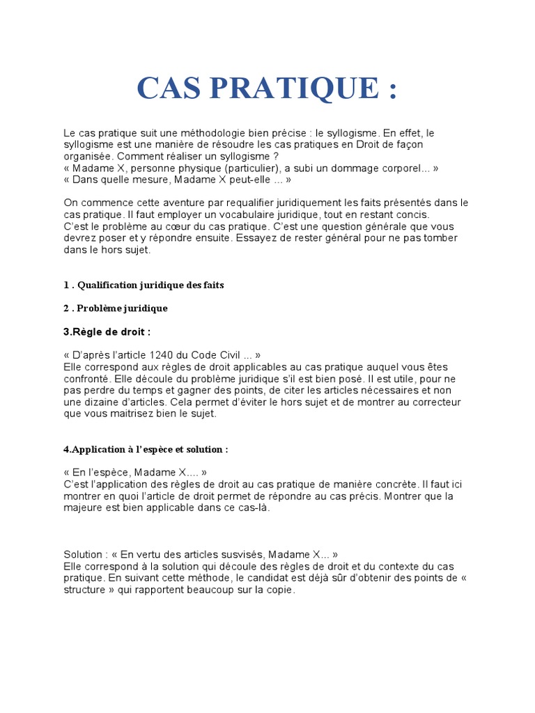 Cas Pratique | PDF | Droit des obligations | Sodles