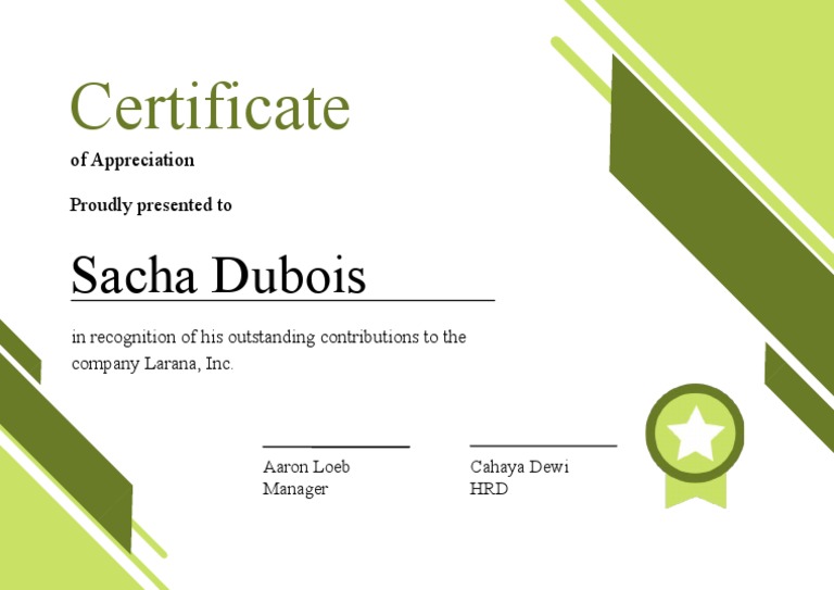 Modern Creative Green Appreciation Certificate | PDF