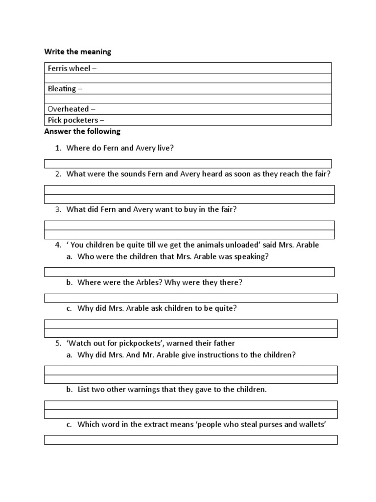 Children's Fair Adventure Quiz | PDF