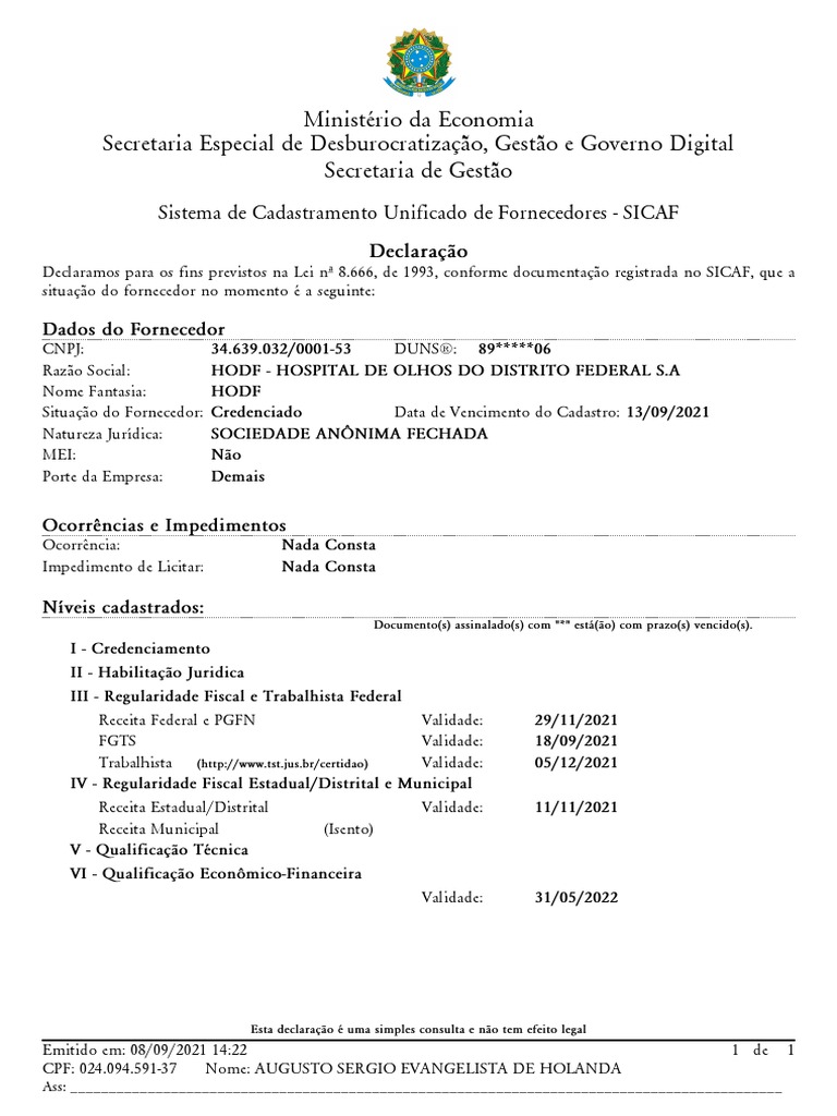 Consultar Sicaf | PDF