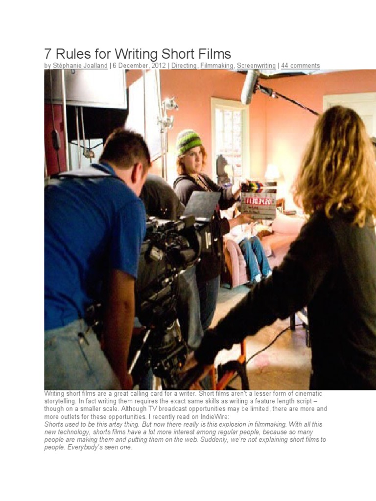 7 Rules For Writing Short Films | PDF