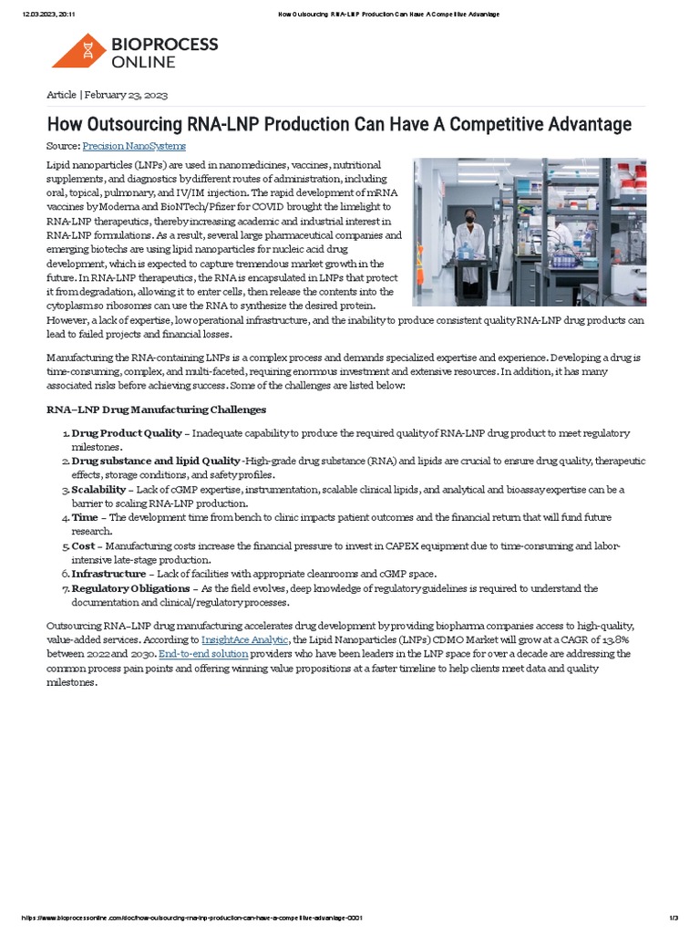 How Outsourcing RNA-LNP Production Can Have A Competitive Advantage ...