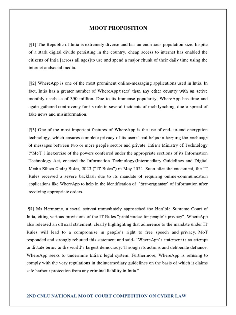 Moot Proposition 1 Removed | PDF | Privacy | Internet