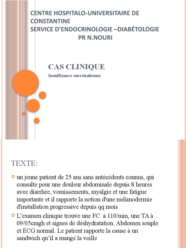 Cas Clinique | PDF | Hypoglycémie | Cortisol