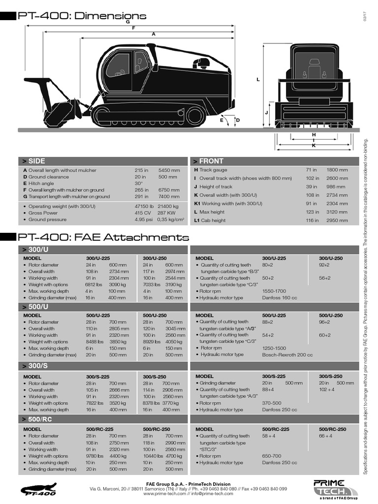 PT-400 Technical Specifications Overview | PDF | Vehicles ...