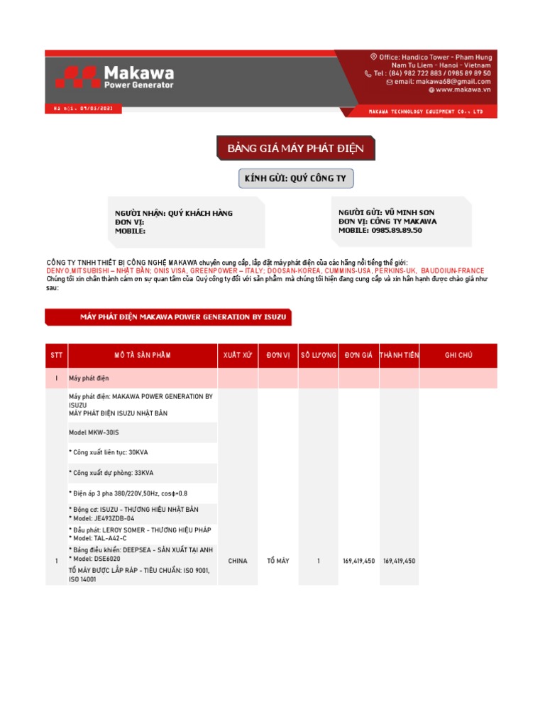 Makawa - MPD Isuzu 30kva - 29.5..2023 | PDF