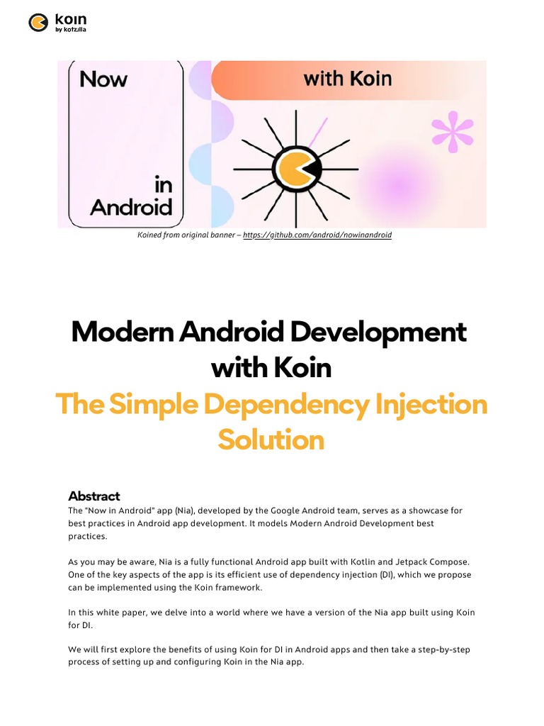 White Paper Now in Android With Koin - PDF 2 | PDF | Class (Computer Programming) | Android ...
