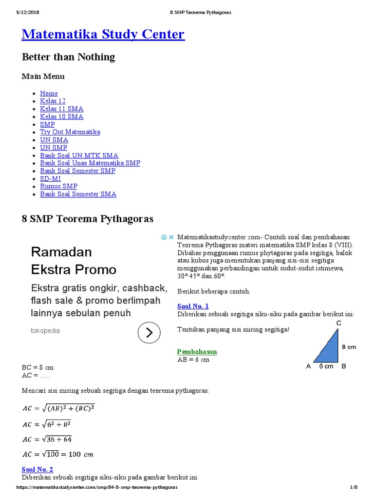 Teorema Pythagoras Kelas 8 SMP | PDF