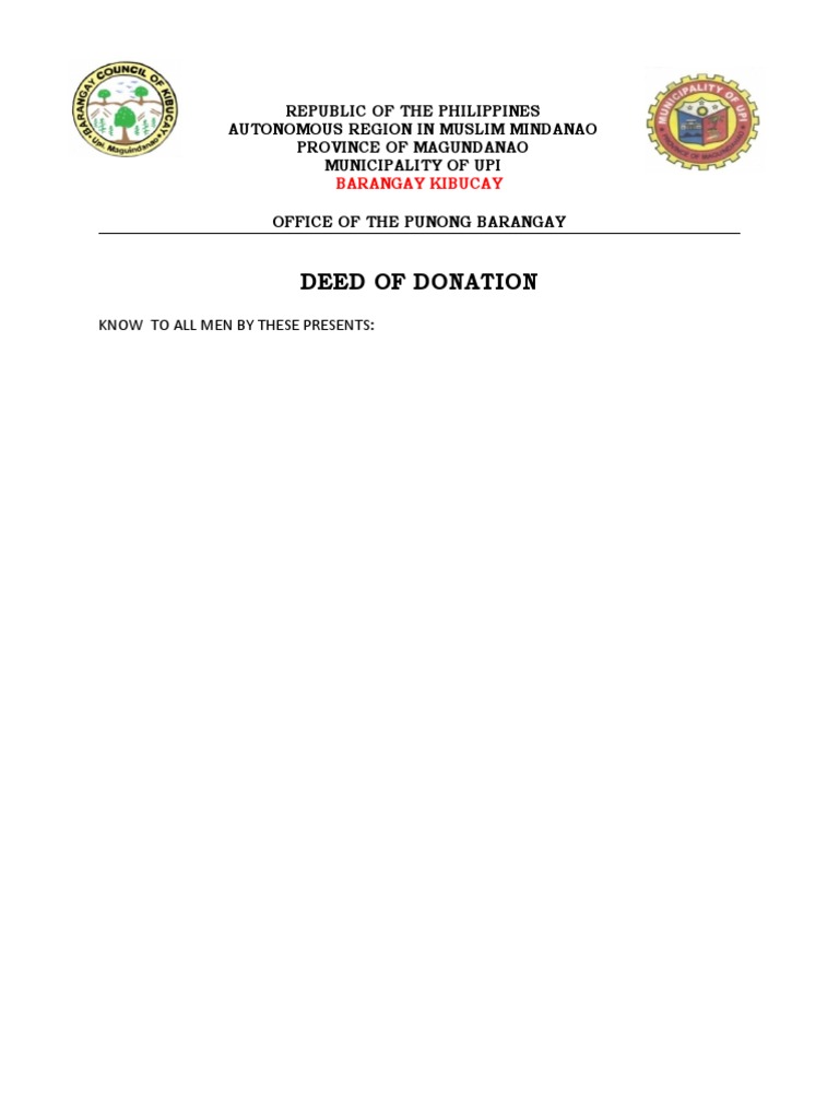 Deed of Donation Sample | PDF